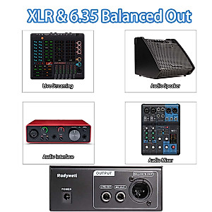 Rodyweil Microphone Preamp Mic Gain Booster with 2 Input Max 75db Gain 48V Phantom Power for Dynamic and Condenser Mic