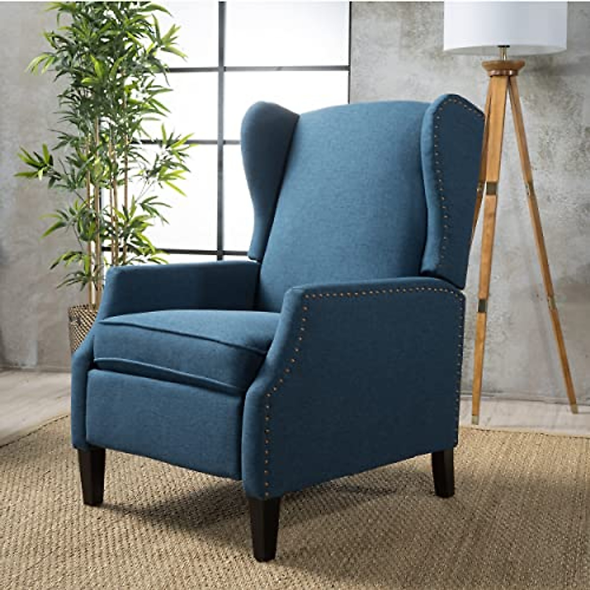 Christopher Knight Home Wescott Weyland Wingback Traditional Fabric Recliner (Navy Blue)