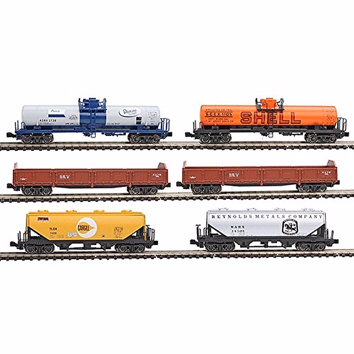 N Mixed Freight Train Set - 6 Car Assortment