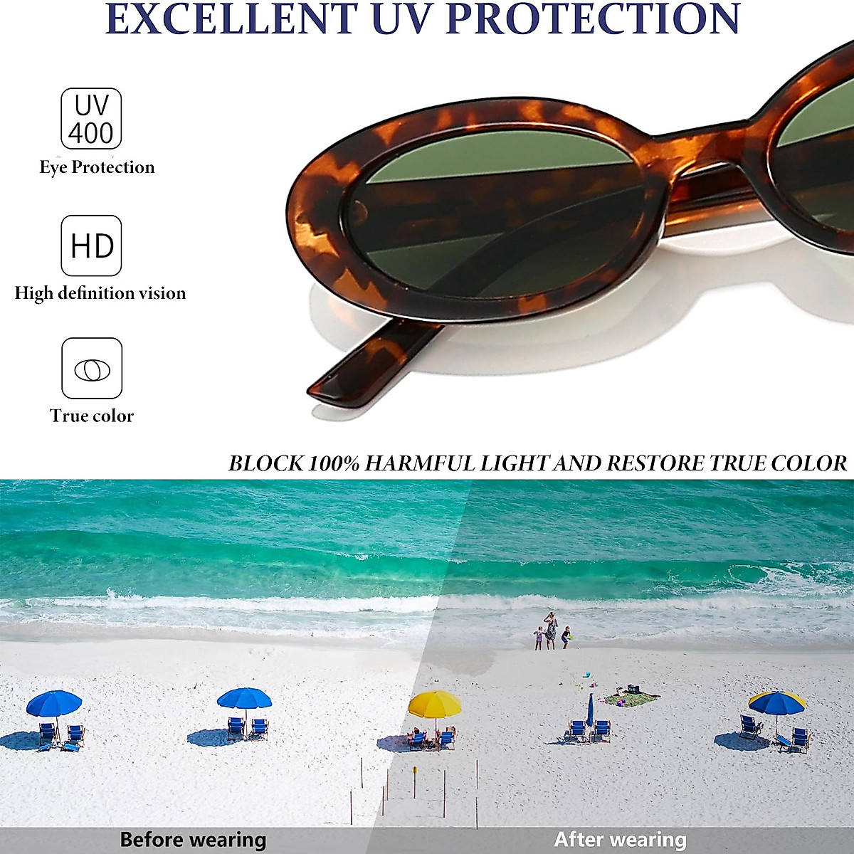 BRMHDY Retro Oval Sunglasses for Women 90s Vintage Womens Tiny Small Oval Glasses Fashion Black Cat Eye Shades (Leopard/G15)