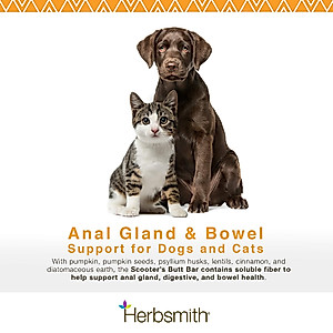 Herbsmith Scooter’s Butt Bars - Anal Gland and Bowel Support with Pumpkin Fiber for Dogs- Digestive Aid for Dogs - Dog Fiber Bars - Case of 8 Mini Bars