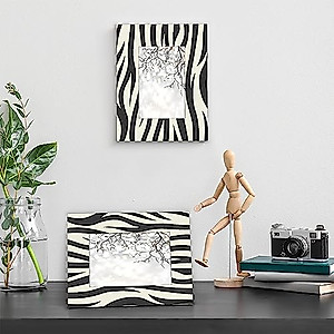 Yzrwebo Zebra Print 5x7 Picture Frame Animal Print Pattern Wood Photo Frames High Transparent Horizontal and Vertical Tabletop Display or Wall Mounting for Family Home Gallery Office