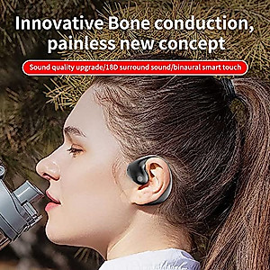 Ke1Clo Bone Conduction Earbuds Open Ear Bluetooth Headphones Bone Conduction, 24H Playtime, Wireless Ear Clip Bone Conduction Headphones with LED Power Display & Charging Case for Sports/Music