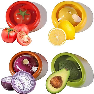 Silicone Wraps For Food,Silicone Fruit Storage Box, Fruit and Vegetable Anti-Oxidation Storage Box, Silicone Fruit Storage Containers For Fridge, Reusable Food Saver for Avocado Tomato Onion Lemon