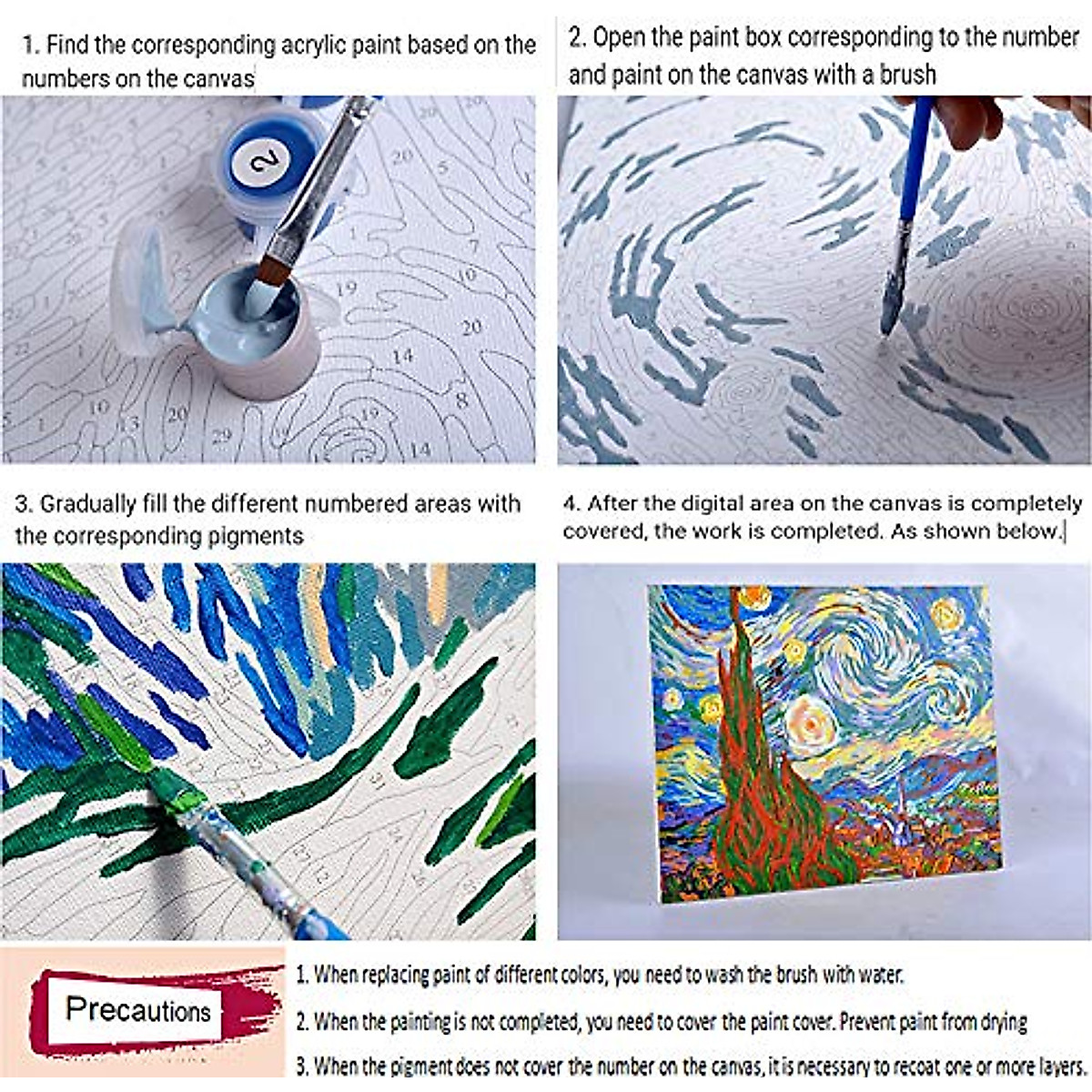 ifymei Paint by Number for Kids and Adults Beginner, DIY Gift Canvas Painting Kits, 16x20 Inch Colorful Cats and Butterflies [Without Frame]