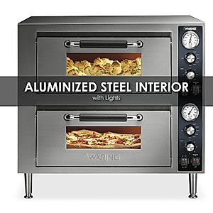 Waring WPO750 Double-Deck Pizza Oven (Dual Door), Silver