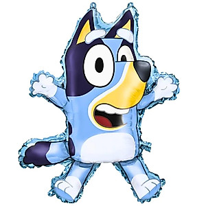 Unique Vibrant Multicolor Bluey Shaped Foil Balloon - 28", 1 Pc | Adorable, Jumbo Size for Ultimate Party Fun & Eye-catching Design - Perfect for Kids' Birthdays and Events