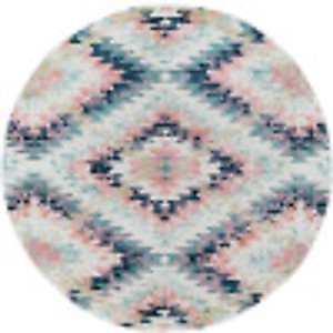 Livabliss Tara Bohemian Southwestern Area Rug,5'3" Round,Teal