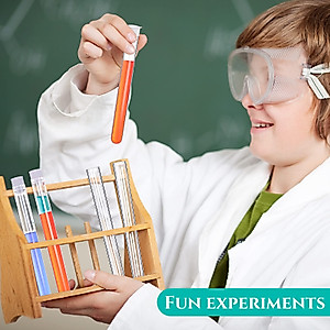 Hoteam 100 Pcs Clear Test Tubes with Lids Plastic Tube Plastic Vials for Scientific Experiments Party Supplies Birthday Candy Storage Seed Beads Powder Spice Liquid (White Lid,16 x 150 mm)