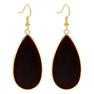 Legitta Natural Healing Birth Stone Drop Earrings Statement Black Opal Dark Cymophane Crystal Teardrop Moonstone Quartz Dangle Gold Jewelry for Women