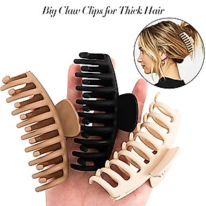 79Style 6pcs Big Hair Claw Clips Neutral Colors Hair Clips For Women 4.3 Inch Claws Clips For Thick Banana Clips 3.5 Inch Claw Clip Medium Large Hair Claws Square Matte Jumbo Hair Clip Cute Hair Accessory (Neutral)