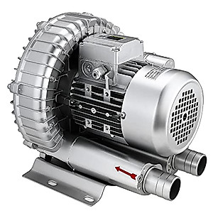 Byjoph 0.6HP Regenerative Blower, 41CFM 110V 60Hz Single Phase, High-Pressure Vortex Ring Blower, Industrial Vacuum Pump for Air Blowing Or Suction for Sewage Aeration Aquarium Fish Pond, Silver