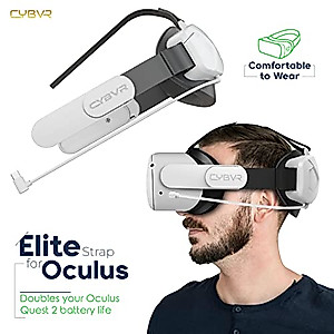 CYBVR Elite Strap with Battery for Oculus/Meta Quest 2, Head Straps Fast Charging Power Bank Doubles Quest Battery Life, Head Strap with Battery Pack is a Quest 2 Headset Counterweight, VR Accessories