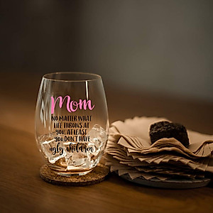 Perfectinsoy Mom No Matter What/Ugly Children Wine Glass, Mothers Day Gift for Women, Grandma, Mom, New Mom, Sisters, Aunts, Friends, Colleagues, Boss, Neighbors, Mom Birthday Gifts, Mom Gifts