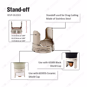 WeldingStop Plasma Cutting Torch for harbor freight 62204 IPT-60 PT-60 IPT-40 PT40 Tip 0.039'' 1.0mm Electrode Shield Cap Stand Off 22pcs