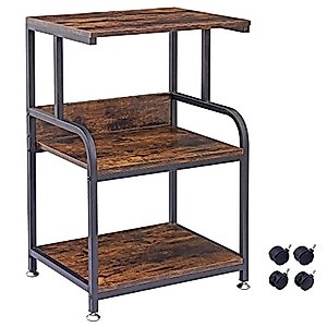 Fannova Printer Stand, 3 Tier Printer Cart with Storage Shelf, Rolling Printer Table with Wheels for Home Office Organization, Stand for Heat Press Microwave, Industrial Style