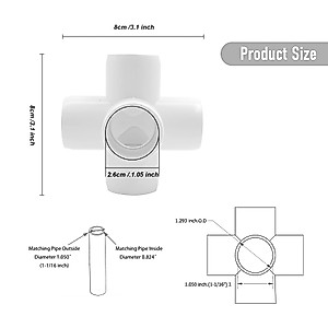 MAXSELL 12 pack 5 Way 3/4 inch PVC Fitting Corner Cross Elbow 45 90 Degree for Greenhouse Shed Pipe, Tent Connection, Furniture Build Grade SCH40, White