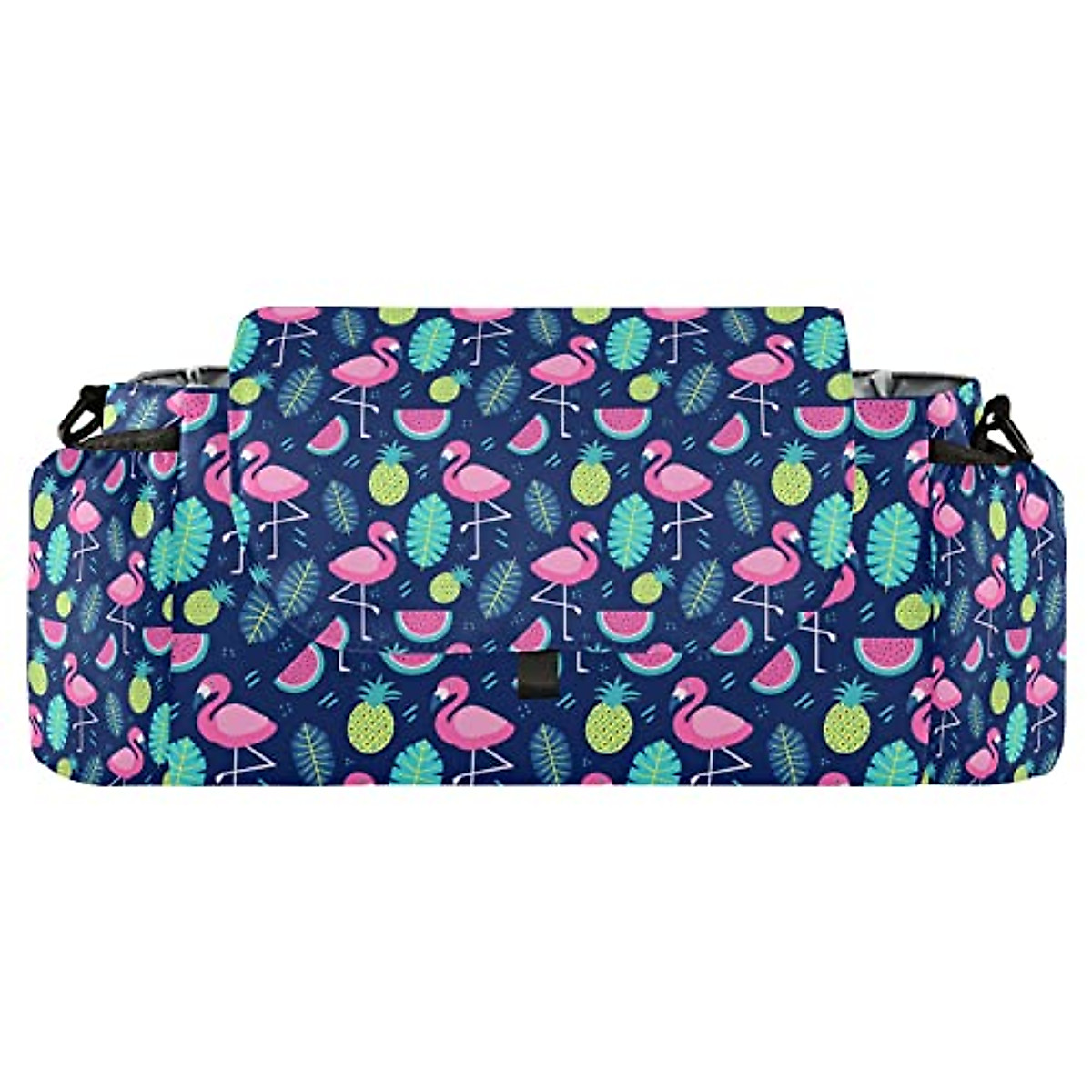 Sinestour Flamingo Stroller Organizer with Cup Holder Universal Stroller Organizer Bag Detachable Shoulder Strap Stroller Accessories for Diaper Snacks Keys Toys Fit All Baby Stroller