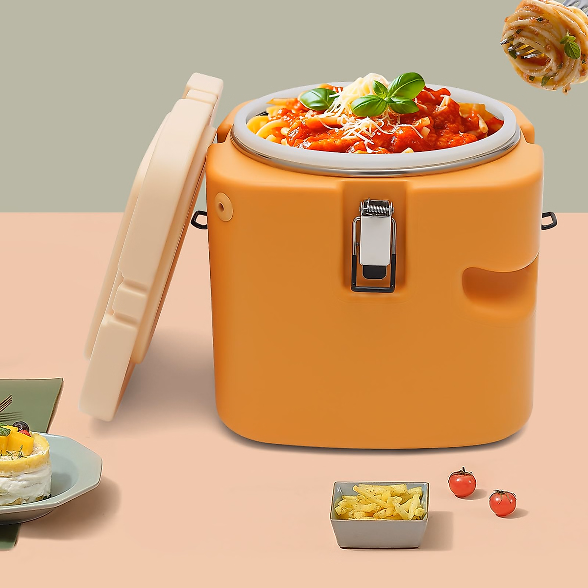 Bulelula 10QT Insulated Soup Container Commercial Food Warmer for Hot&Cold Food, 2.5 Gallon Hot Box for Catering, Food Cooler Soup Carrier for Restaurant, Canteen, Home 6H Insulation Time (Yellow)