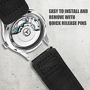 Ritche Nylon Sport 22MM Quick Release Watch Band for men women,Replacement Timex Watch bands Black