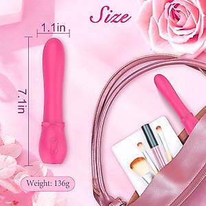 Clitoral G Spot Vibrator with 10 Vibration Modes, Powerful Soft Silicone Dildo Massager Vibrators for Anal Stimulation, Rose Sex Toys for Women