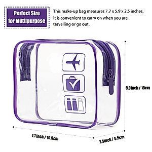MODENGKONGJIAN TSA Approved Toiletry Bag, 3 Pcs Clear Toiletries Bags Quart Size Travel Makeup Cosmetic Bag for Women Men, Carry on Airport Airline Compliant Bag (Purple)