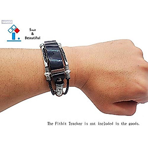 Smatiful Fancy Bands (Small Mediume Large XL are All Ok) with Stainless Steel Clasp and Gunmetal Parts for Women, Leather Watch Band for Fitbit Luxe Fitness & Wellness Tracker, Classic Black