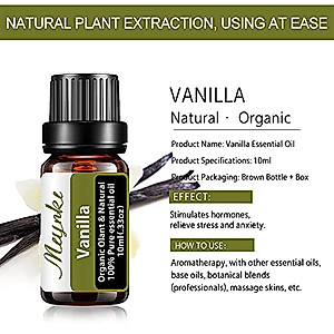 Vanilla Essential Oil Organic Olant & Natural 100% Pure Vanilla Oil - Perfect for Diffuser, Humidifier, Massage, Skin & Hair Care-10ml