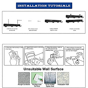 Potaosey 2-Pack Black Wall Coat Rack, Wall Mounted Coat Rack with 3 Hook,Modern Style Coat Rack Wall Mounted,Metal Coat Hooks Rail for Coat Hat Key Bathroom Bedroom Hotel Entryway