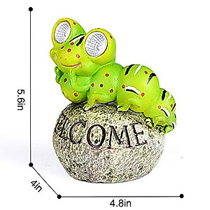 Bo-Toys Solar Powered Caterpillar On A Welcome Stone Outdoor LED Garden Light Decor