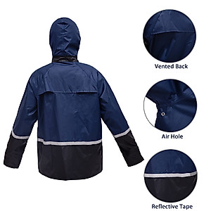 RainRider Rain Suits for Men Women Waterproof Hi-Vis Rain Gear Durable Oxford Rain Jacket Coat with Pants(Navy,M)