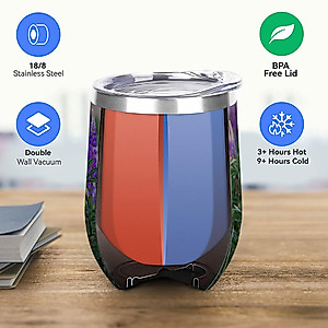 silichee 12 Oz Stainless Steel Insulated Tumblers with Lid Field with Purple and Blue Flowers of in the Meadow Background a Lupin Tumblers Vacuumcoffee Mugs for Hot and Cold Coffee,Wine,Drinks