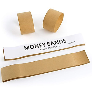 L LIKED Blank Natural Kraft Brown Currency Straps Bill Wrappers (300 PCS)