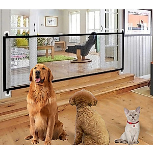 Pet Safety Guard Mesh Dog Gate [Easy-Series 70.9''x28.3'' ],Pet Gate Magic Gate for Dogs,Portable Folding Safety Gates Install Anywhere Wide Safety Fence for Hall Doorway and Stair