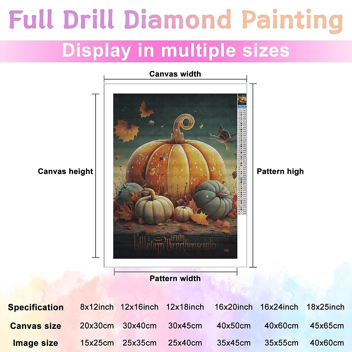 Champi 5D Autumn Diamond Wall Art, Pumpkin Diamond Art Kit for Adults, DIY Pumpkin Diamond Gemstone Bead Art Kit for Gifts and Home Wall Decor 12x16 inches, yjl01
