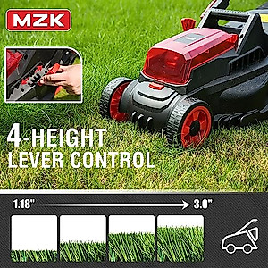 MZK 20V 13'' Brushless Cordless Push Lawn Mower, 4-Position Mowing Height Adjustment w/Removeable 7-Gallon Collection Bag(2 x 4Ah Batteries and Fast Charger Included)
