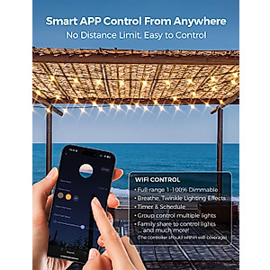 XMCOSY+ Patio Lights, Smart Outdoor String Lights 50Ft, G40 Globe Patio Lights with 25 Dimmable LED Bulbs, APP Control, Work with Alexa, Connectable Waterproof LED Outdoor Lights for Patio Porch