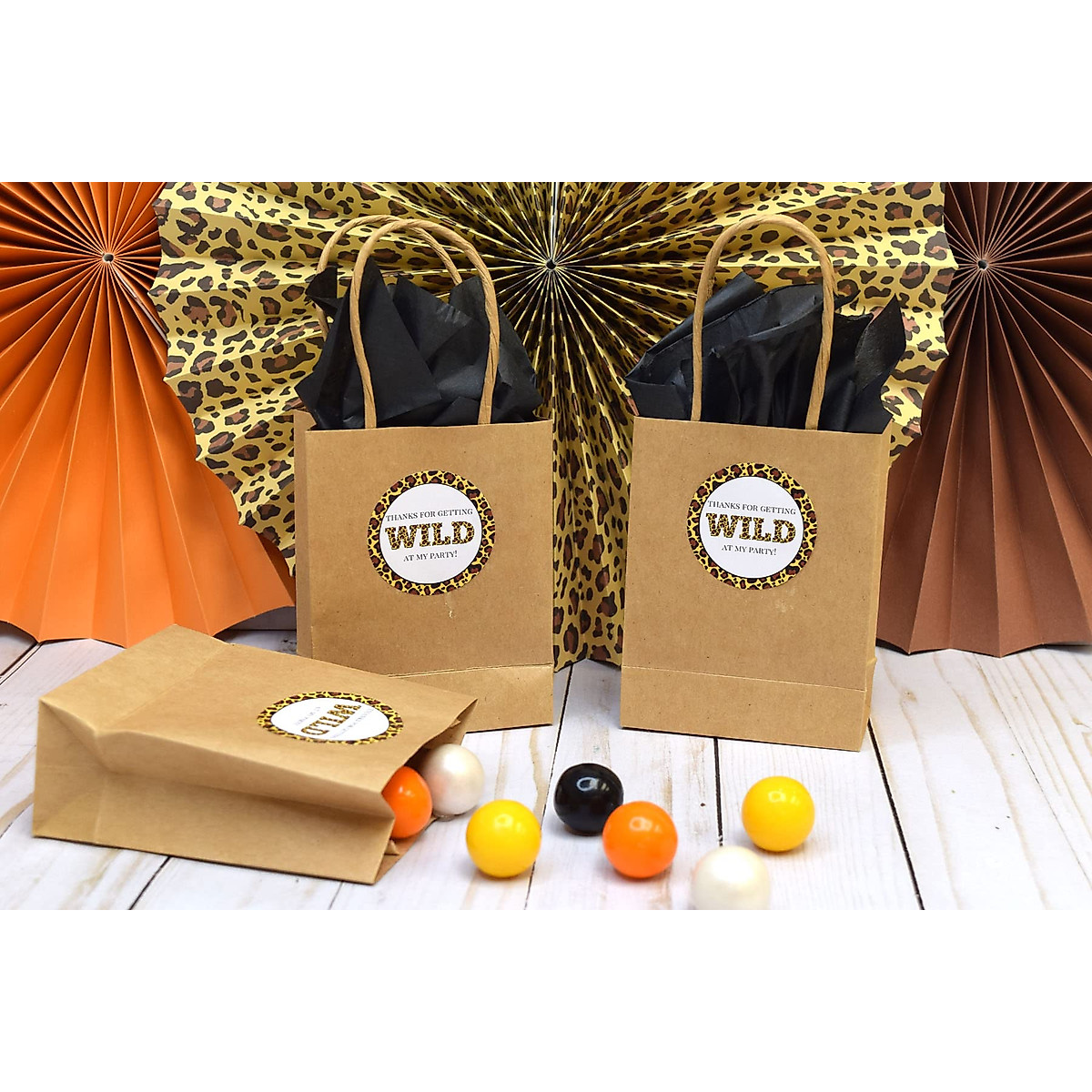 Leopard Print Themed Birthday Party Thank You Sticker Labels, 40 2" Party Circle Stickers by AmandaCreation, Great for Party Favors, Envelope Seals & Goodie Bags