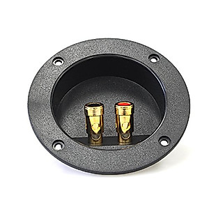 Absolute USA RST-450 4-Inch Round Gold Push Spring Loaded Jacks Double Binding Post Speaker Box Terminal Cup