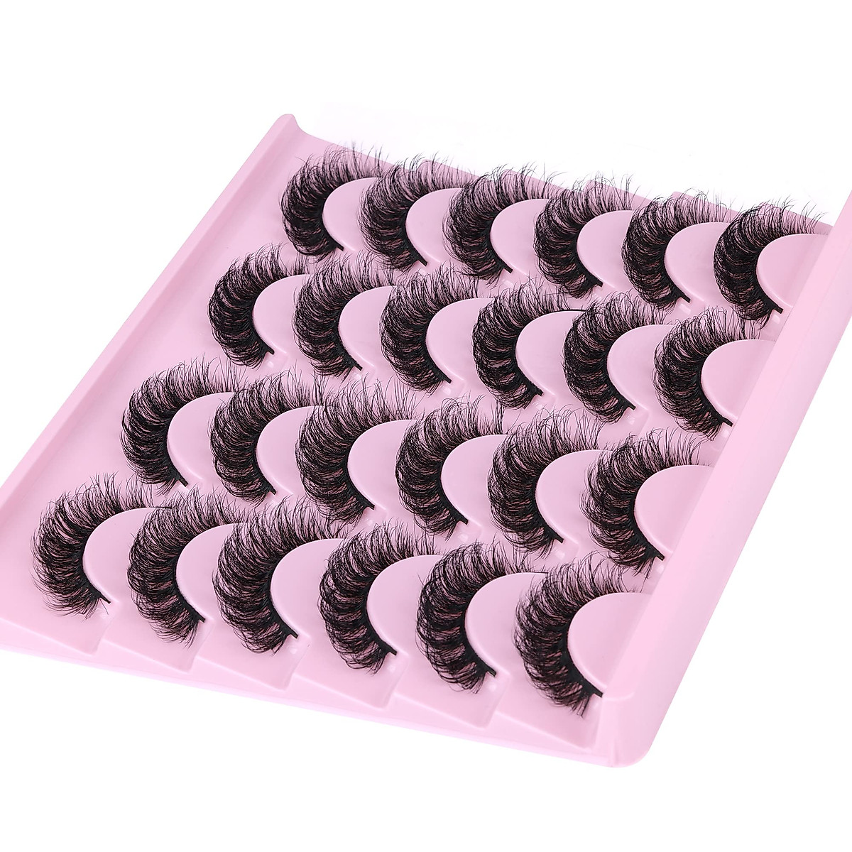 12 Pairs False Eyelashes Russian Strip Lashes D Curl Fluffy 3D Faux Mink Lashes wtvane 15MM Wispy Fake Eyelashes Natural Look Eyelash Extension Pack