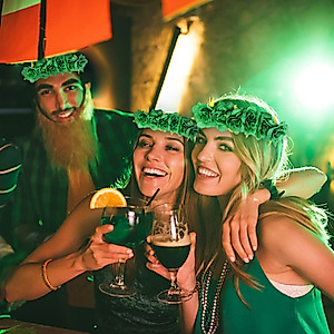 SpinLaLa St Patricks Day Women Headbands - Green Elastic Floral Headbands for Women Girls, Non Slip Bohemian Flower Crown Head Wear (Large Flower)