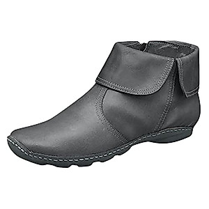 Guldnds Low Heel Shoes for Women Composite Toe Mid Calf Boots Chunky Heel Wedge Booties Casual Boots Wedge Bootie Grey