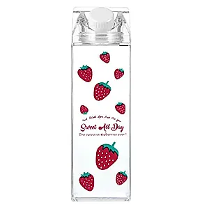 Cabilock 500ml Strawberry Printed Milk Box Milk Carton Water Bottle Plastic Milk Box Juice Bottle Empty Milk Container Water Bottle
