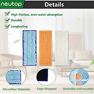 Neutop Mop Pads Compatible with iRobot Braava Jet 200 Series 240 241 244 245 250 Robot Mops, Washable and Reusable, 4 Wet 4 Dry 4 Damp.