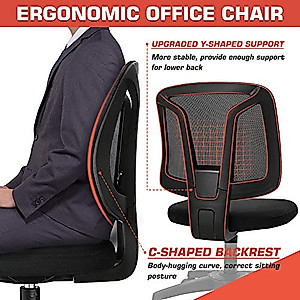 VigorPow Armless Mesh Office Chair Ergonomic Swivel Black Small Computer Desk Chair No Arms with Lumbar Support Height Adjustable Task Chair for Adults and Kids