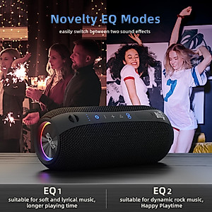 Bluetooth Speakers, 40W Wireless Portable Speaker IPX7 Waterproof with Loud Stereo, Deep Bass, LED Lights, Bluetooth 5.2 Speaker for Party, Shower, Birthday and Festival Gift (Black)