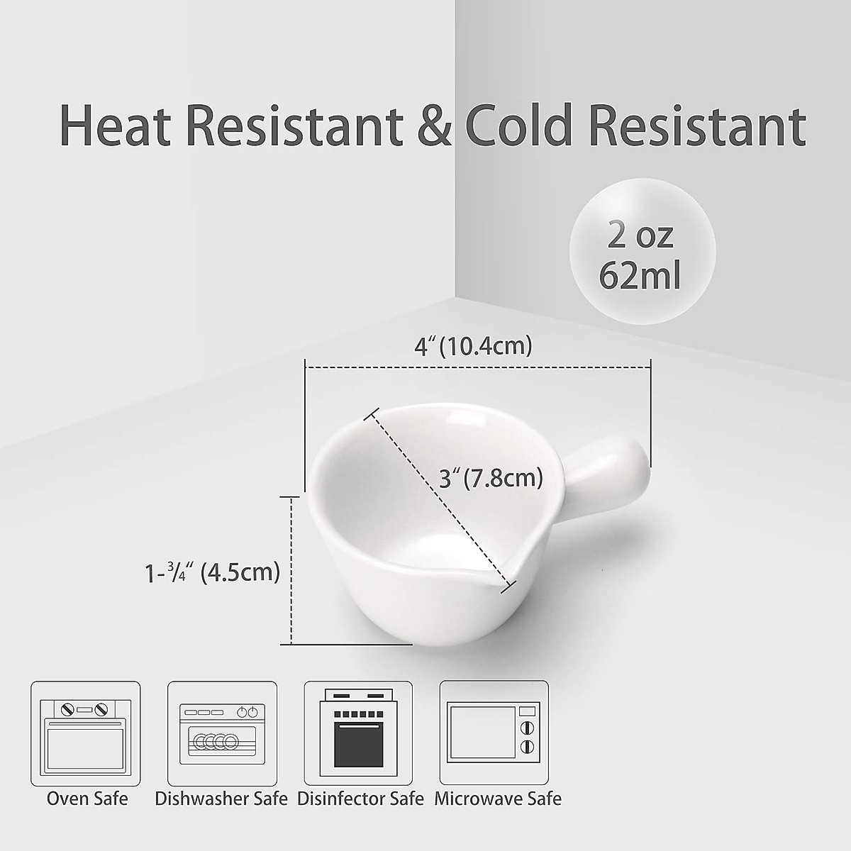 Keponbee Small Sauce Bowls 2 OZ Cute Dip Bowls Set of 5 with Handle Colorful Ceramic Creamer Cup Mini - Mixed 5 Color
