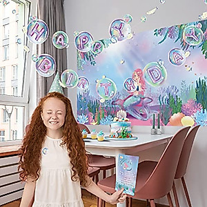 Decor365 Little Mermaid Happy Birthday Banner Under The Sea Theme Party Decorations Ocean Theme Little Mermaid Bubble Garland Fish Coral Bday Garland for Girls Birthday Party Decoration