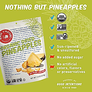 Made in Nature Organic Dried Pineapples, 7.5 Ounce (Pack of 1) - Non-GMO Vegan Dried Fruit Snack