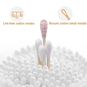 1000 ct (2000 Tips) Bamboo Cotton Swabs - Biodegradable Double Tips Cotton Buds - Natural Organic Cotton Swabs - Pure Cotton Buds For Ear Beauty & Personal Care
